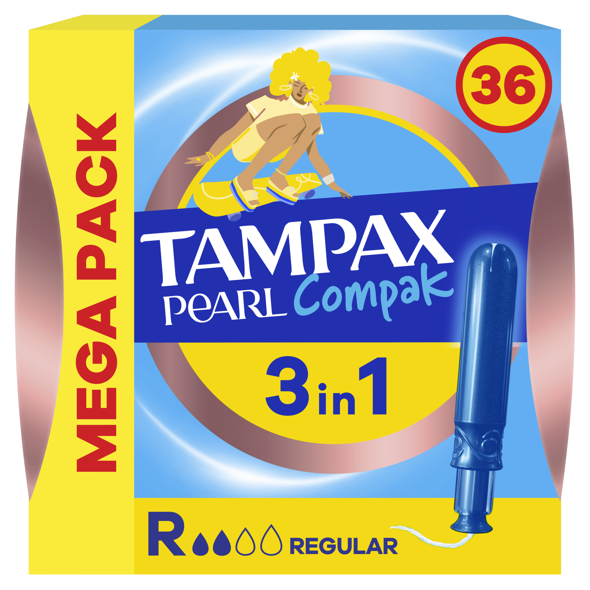 Tampões Pearl Compak Regular Com Aplicador Tampax - emb. 36 un ...