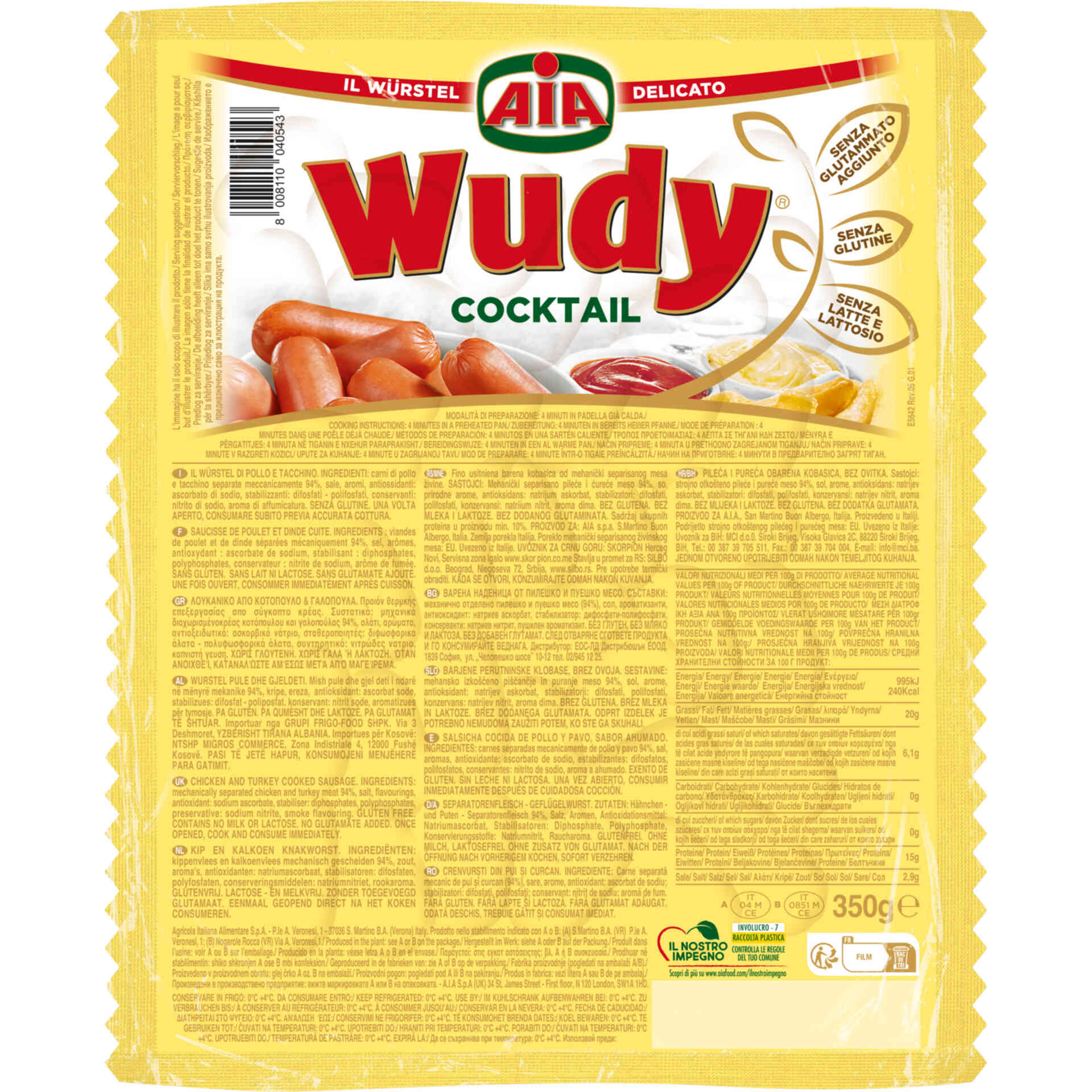 Salsichas de Frango e Peru Cocktail Wudy | Continente Online