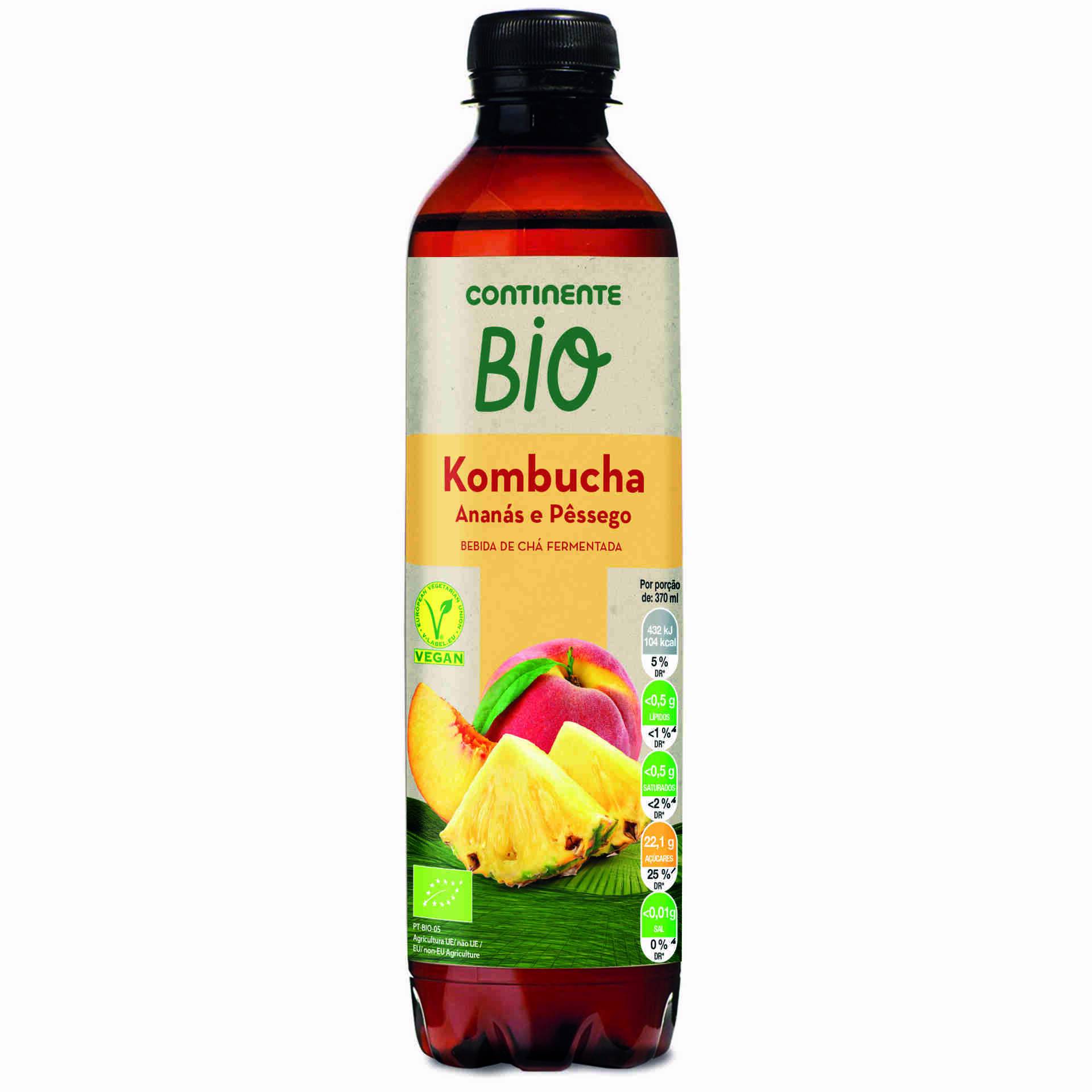Bebida Kombucha Pêssego e Ananás Continente Bio - emb. 37 cl ...