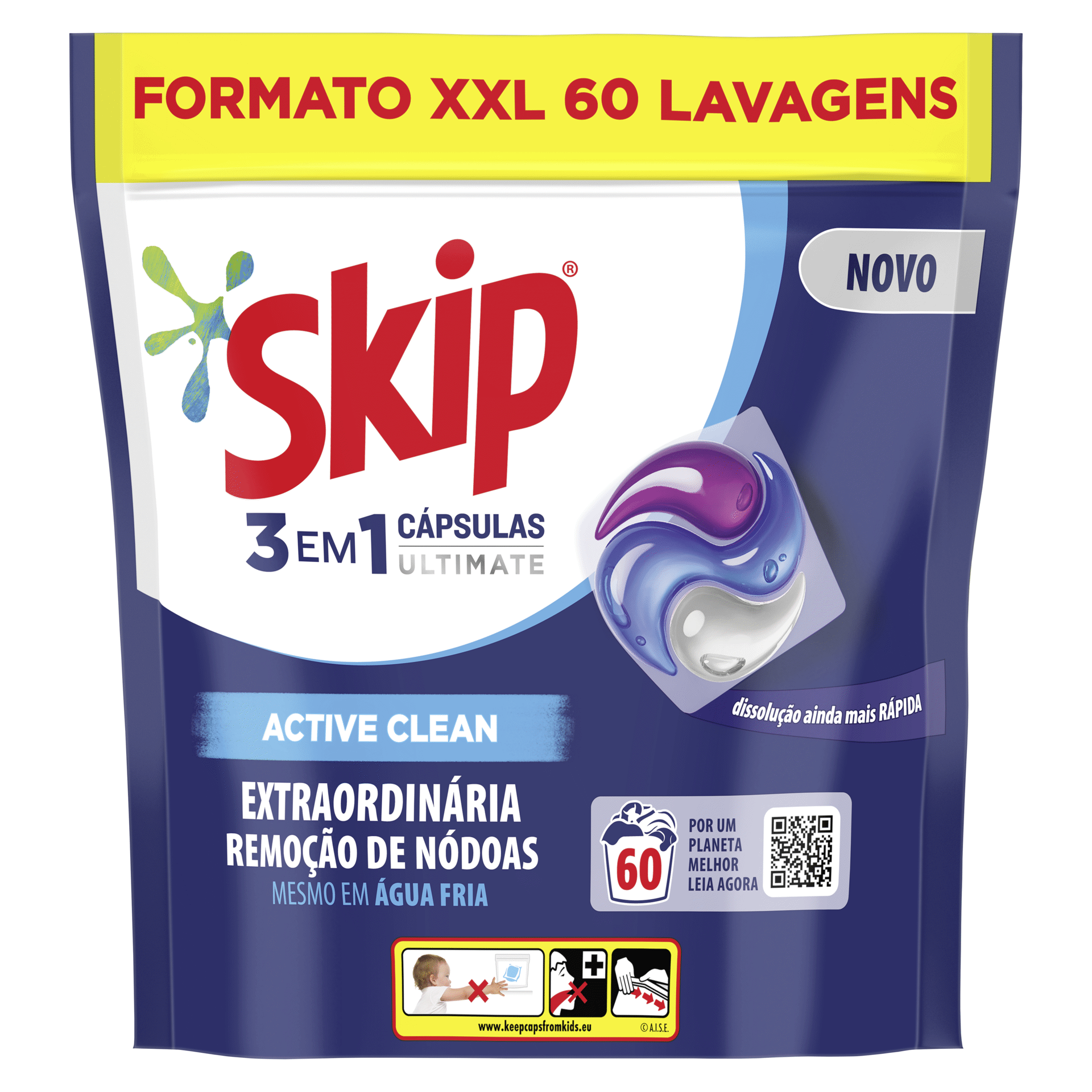 Detergente Máquina Roupa Cápsulas Ultimate Active Clean Skip - 60 doses ...