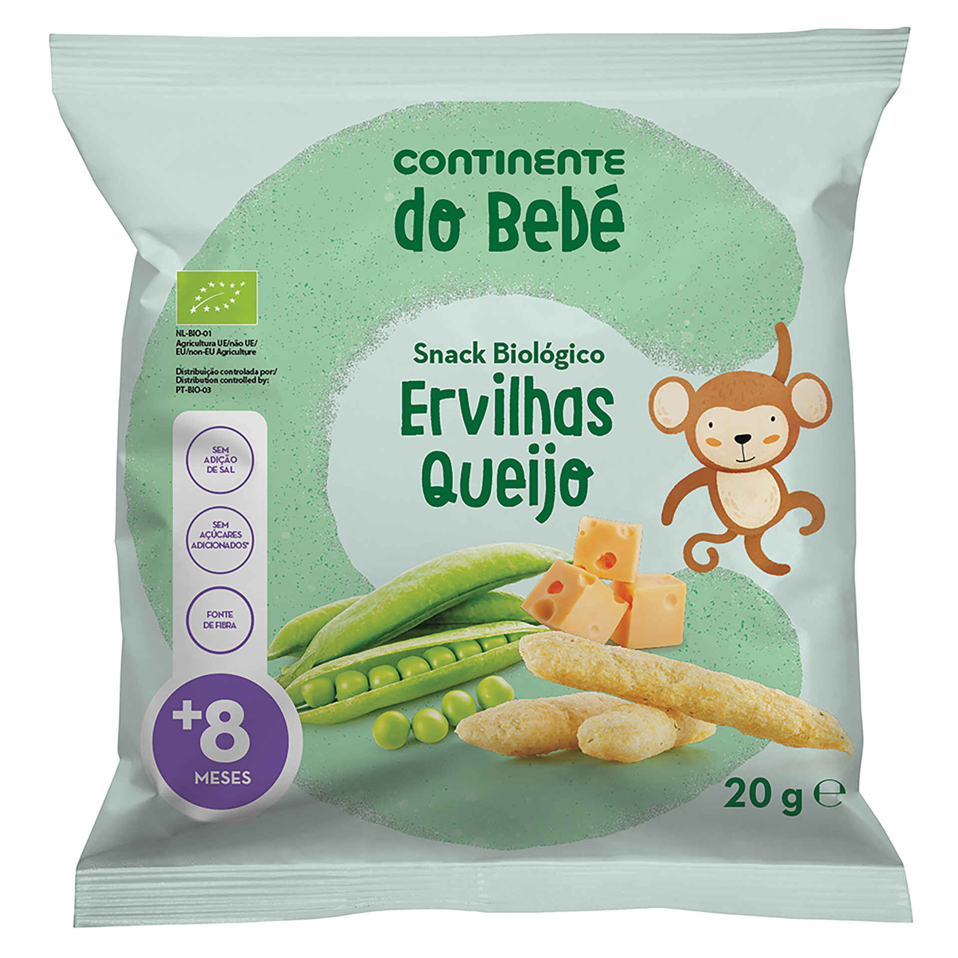 Snack para Bebé Ervilha e Queijo +8M emb. 20 gr - Continente do Bebé ...