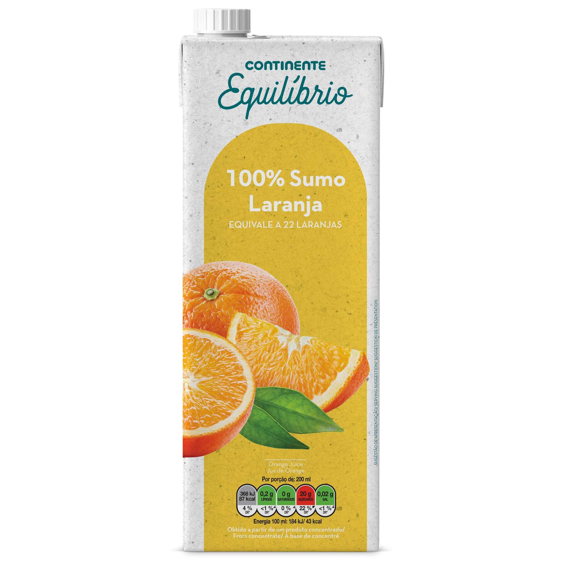 Sumo 100% Laranja Continente Equilíbrio - emb. 1,5 lt | Continente Online