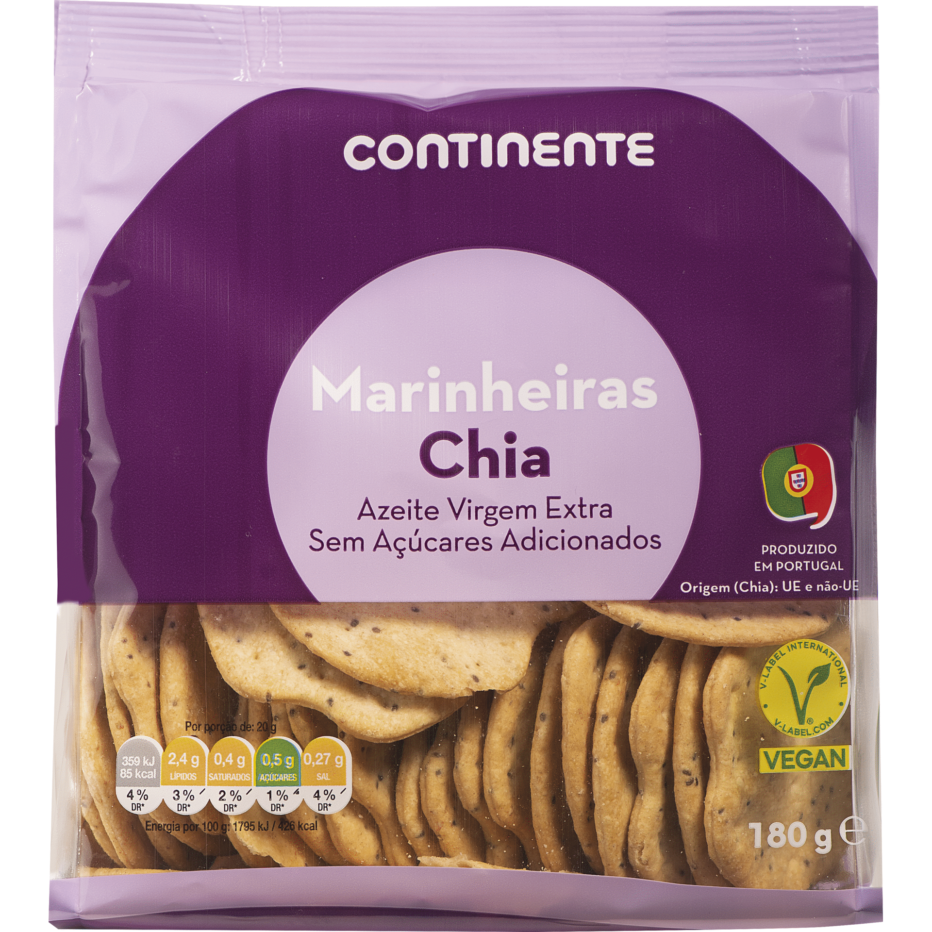 Bolachas Marinheiras com Chia Continente - emb. 180 gr | Continente Online