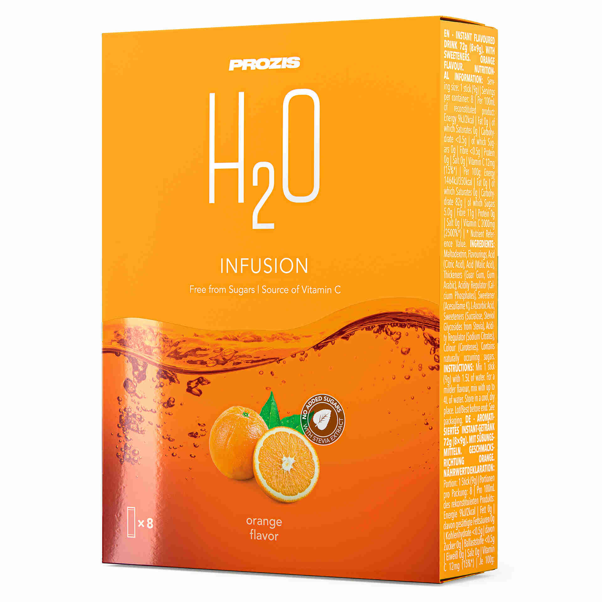 Infusão Laranja H2O Prozis - emb. 8 x 9 gr | Continente Online