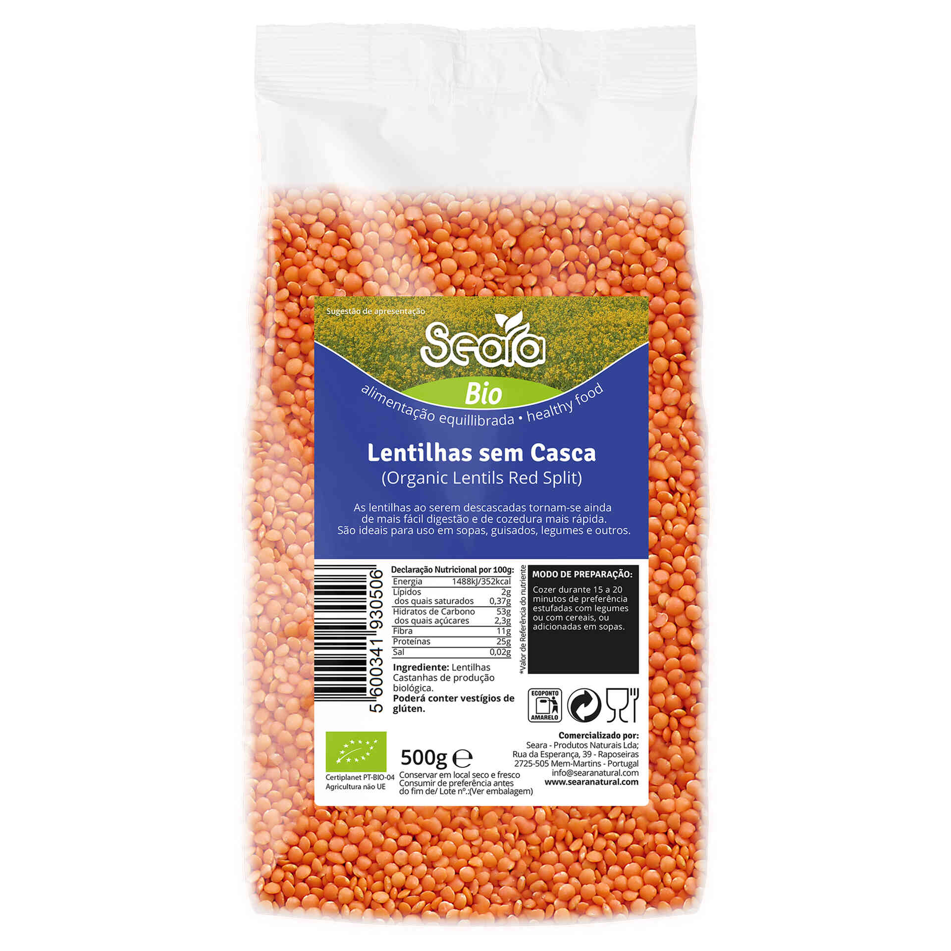 Lentilhas sem Casca emb. 500 gr - Seara | Continente