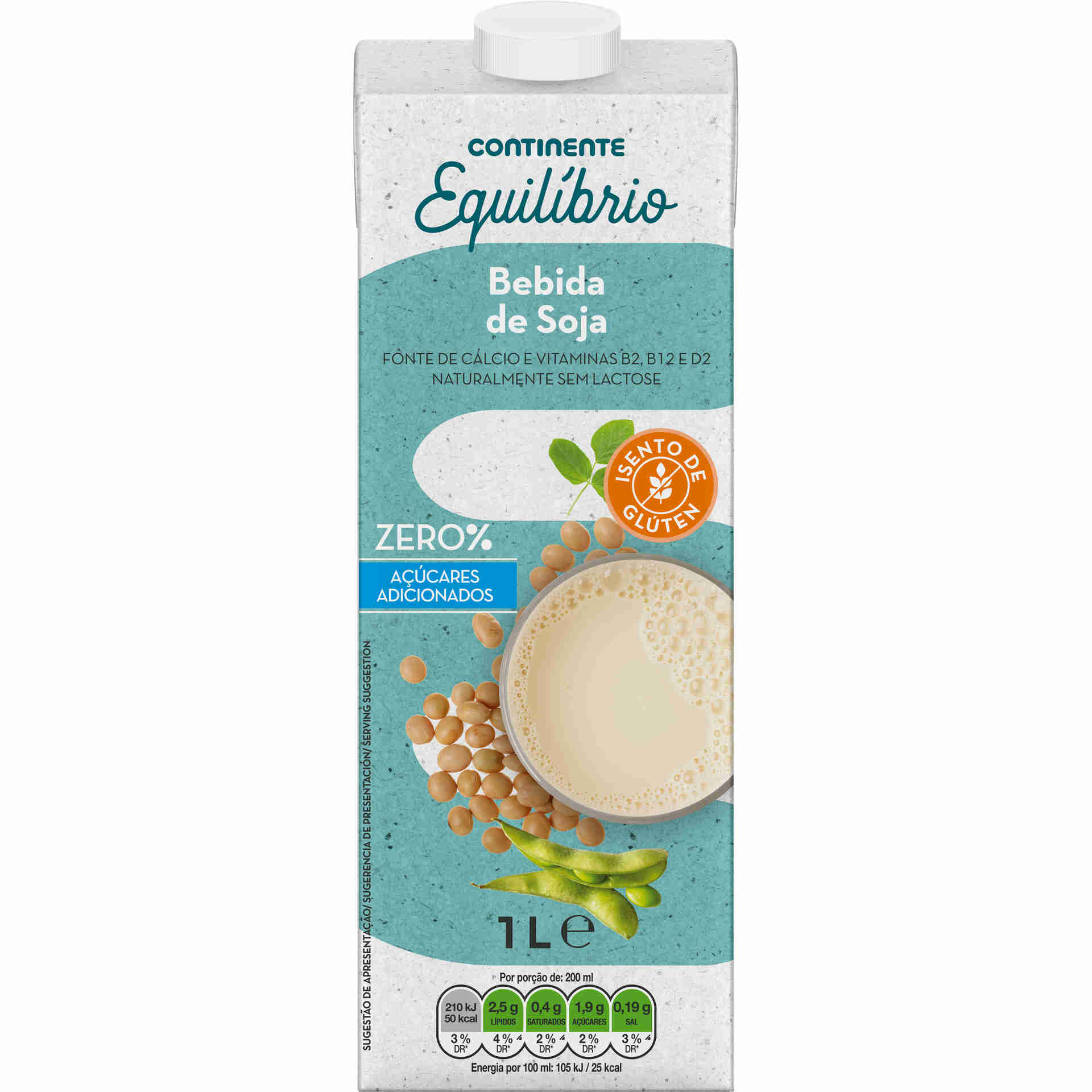 Bebida Vegetal de Soja sem Açúcar Continente Equilíbrio - emb. 1 lt ...
