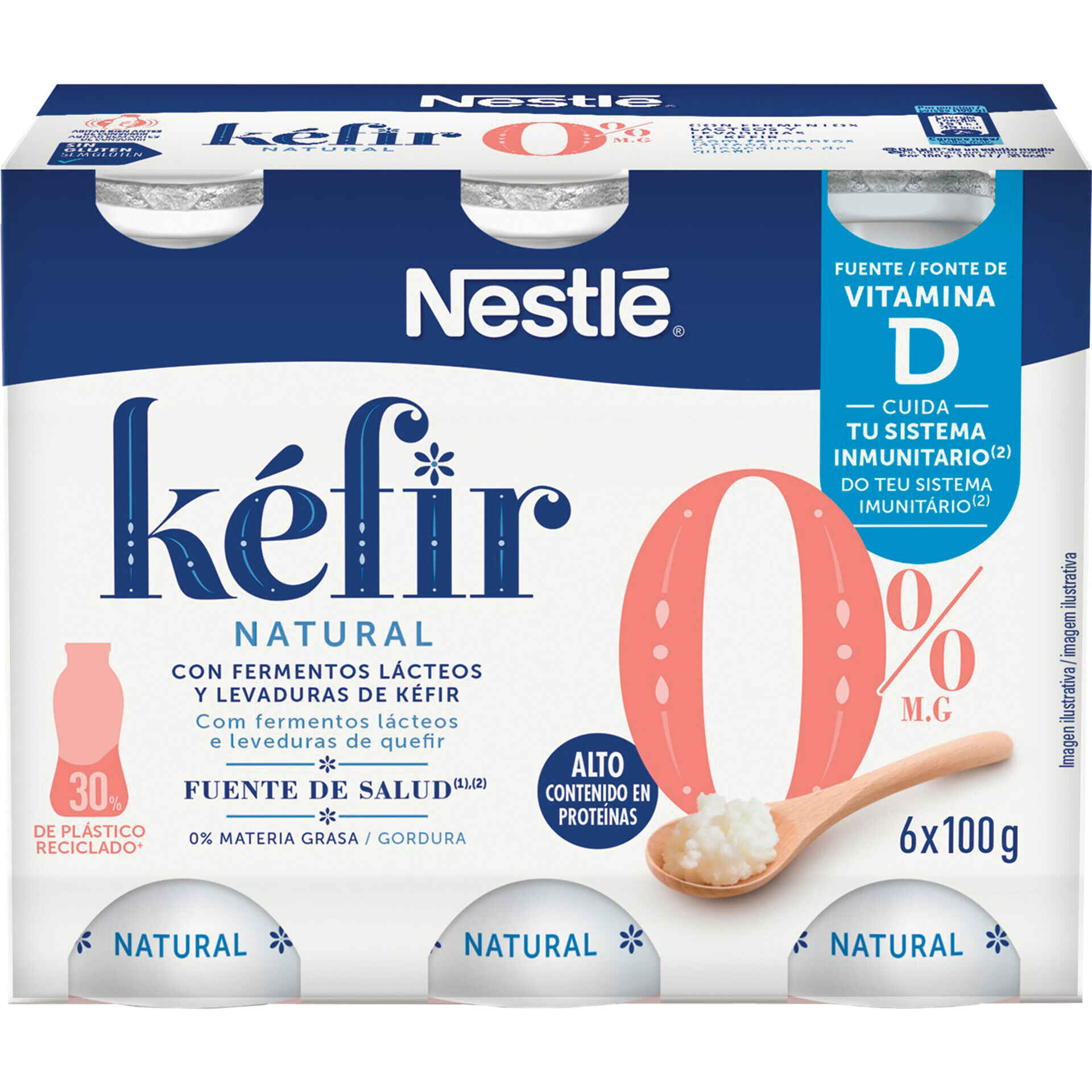 Iogurte Kefir Natural Magro Nestlé - emb. 600 gr (6 un) | Continente Online