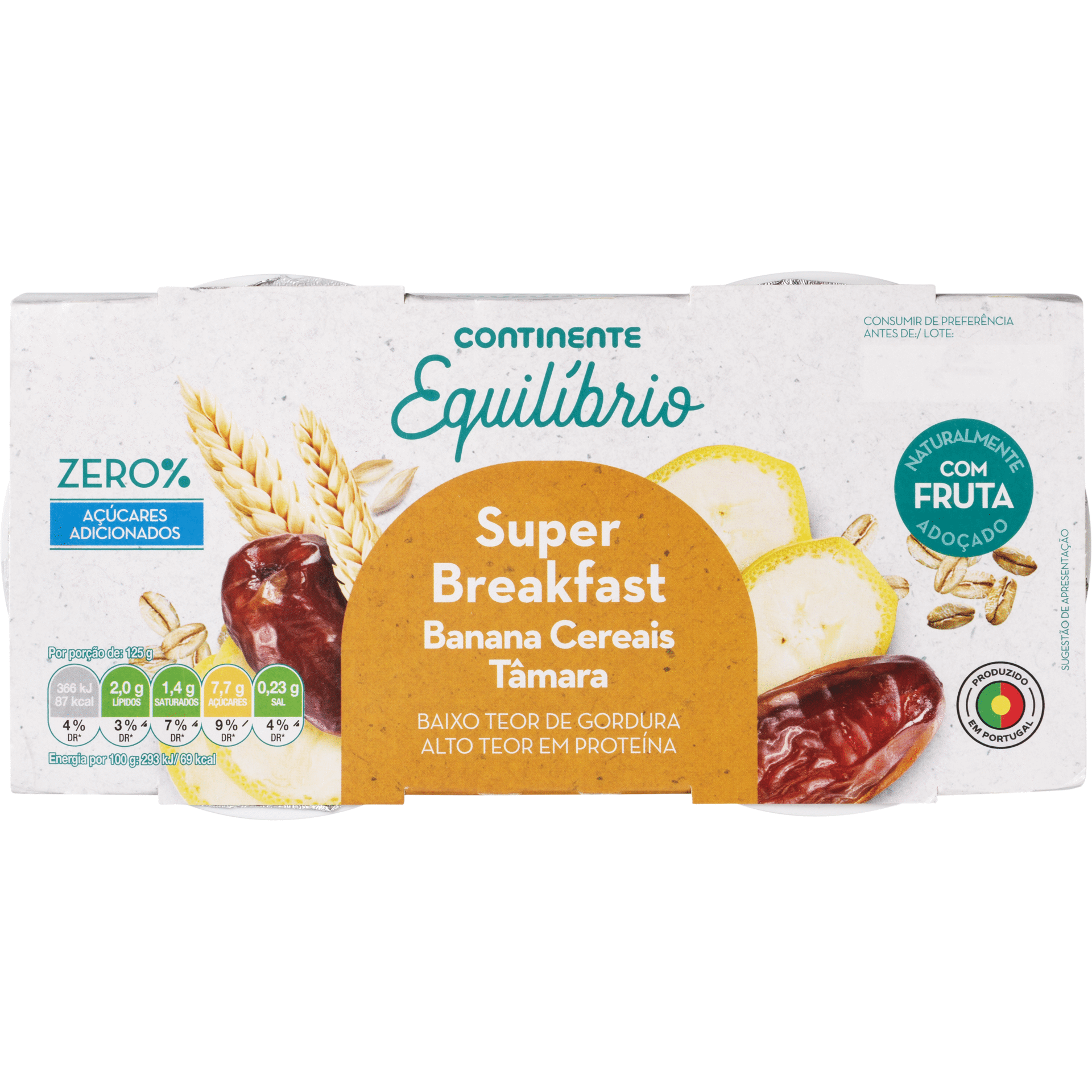 Iogurte Pedaços Super Breakfast Banana, Cereais e Tâmara Continente ...