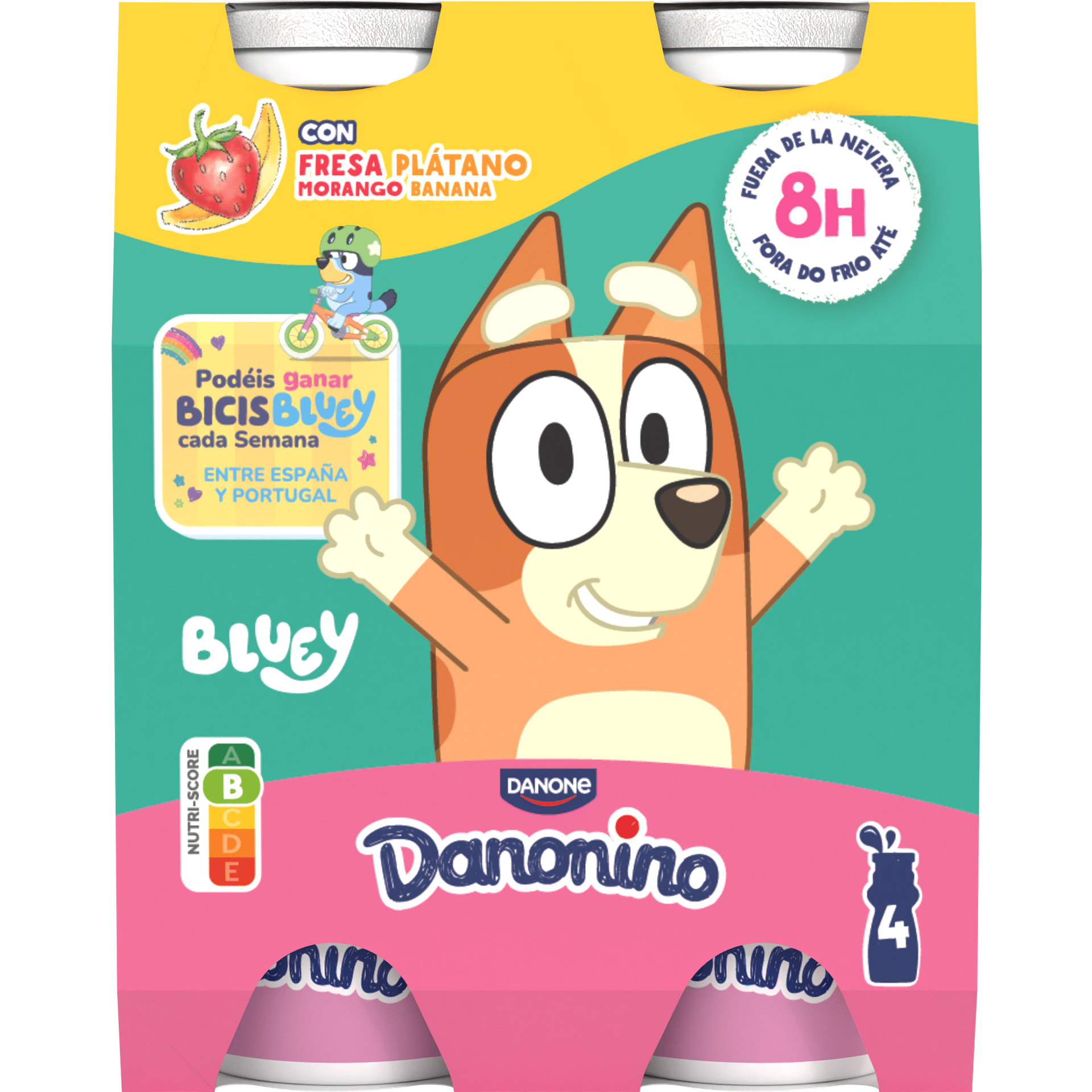 Iogurte Líquido Morango e Banana Infantil Danonino Danone - emb. 400 gr ...