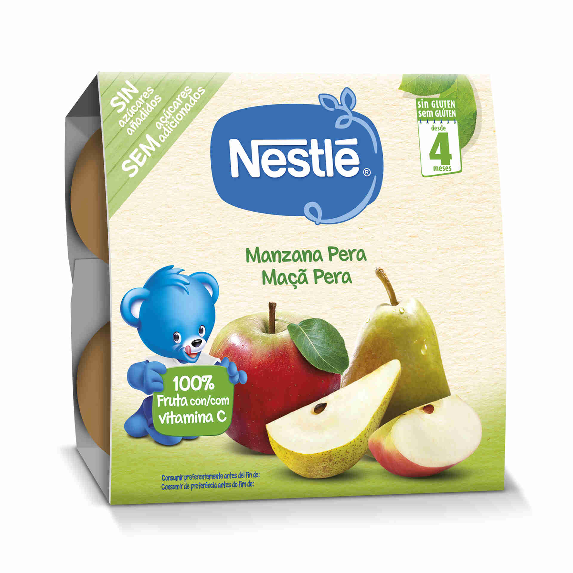 Boião de Fruta Maçã e Pera +4M Nestlé - emb. 4 x 100 gr | Continente Online
