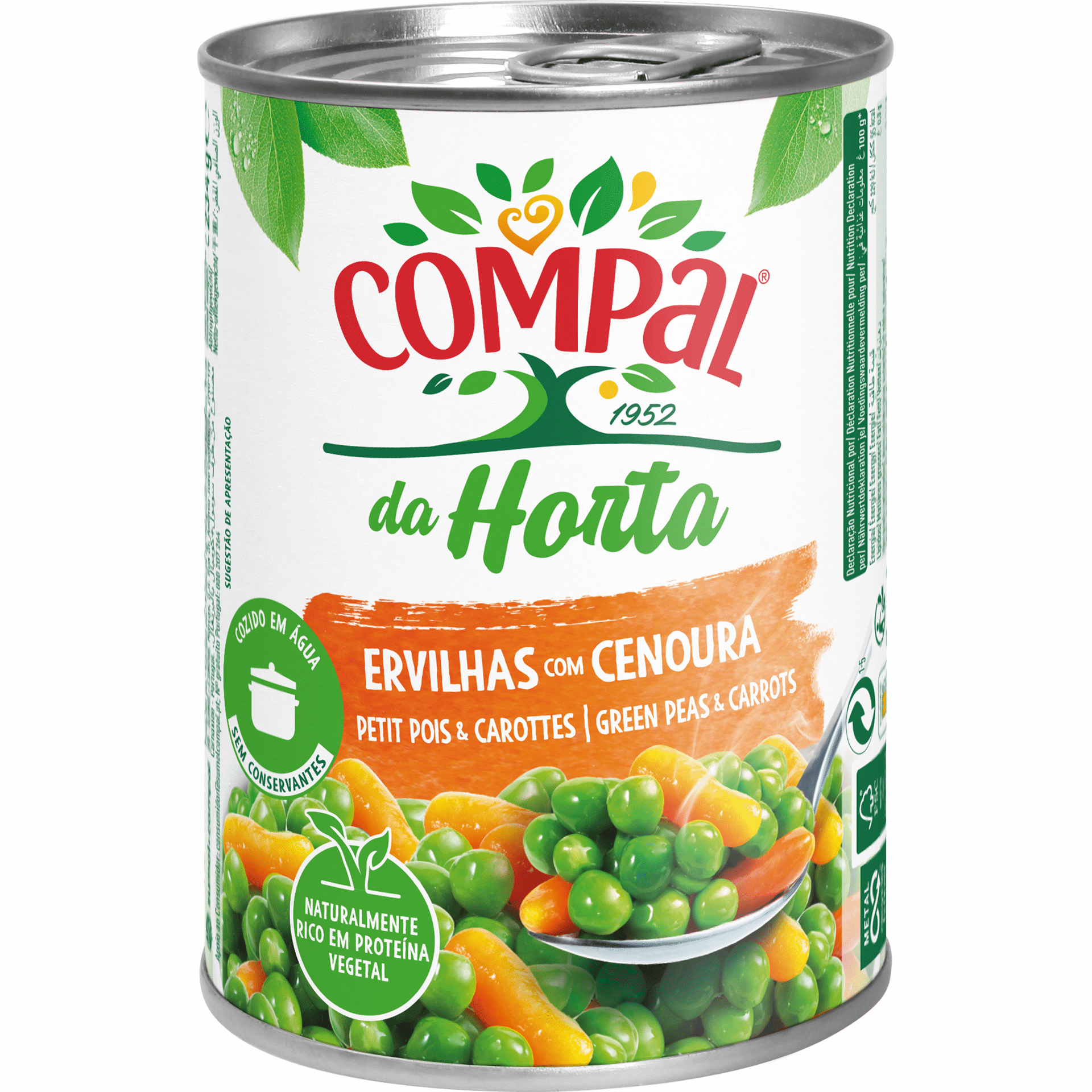 Ervilhas com Cenoura sem Glúten Compal da Horta - emb. 410 gr (peso escorrido 234 gr ...