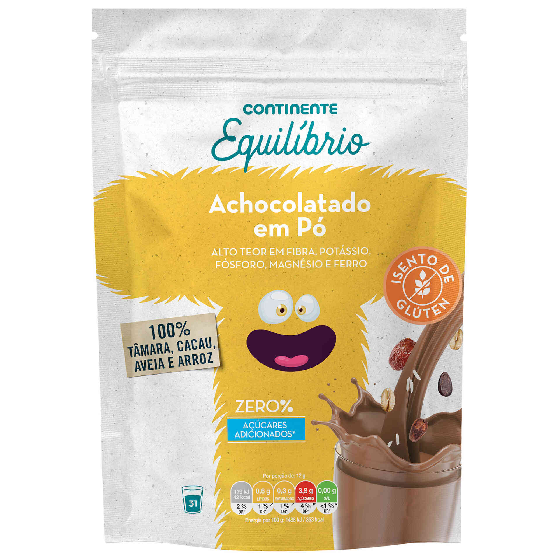 Bebida de Chocolate Solúvel sem Glúten e sem Açúcar Continente ...