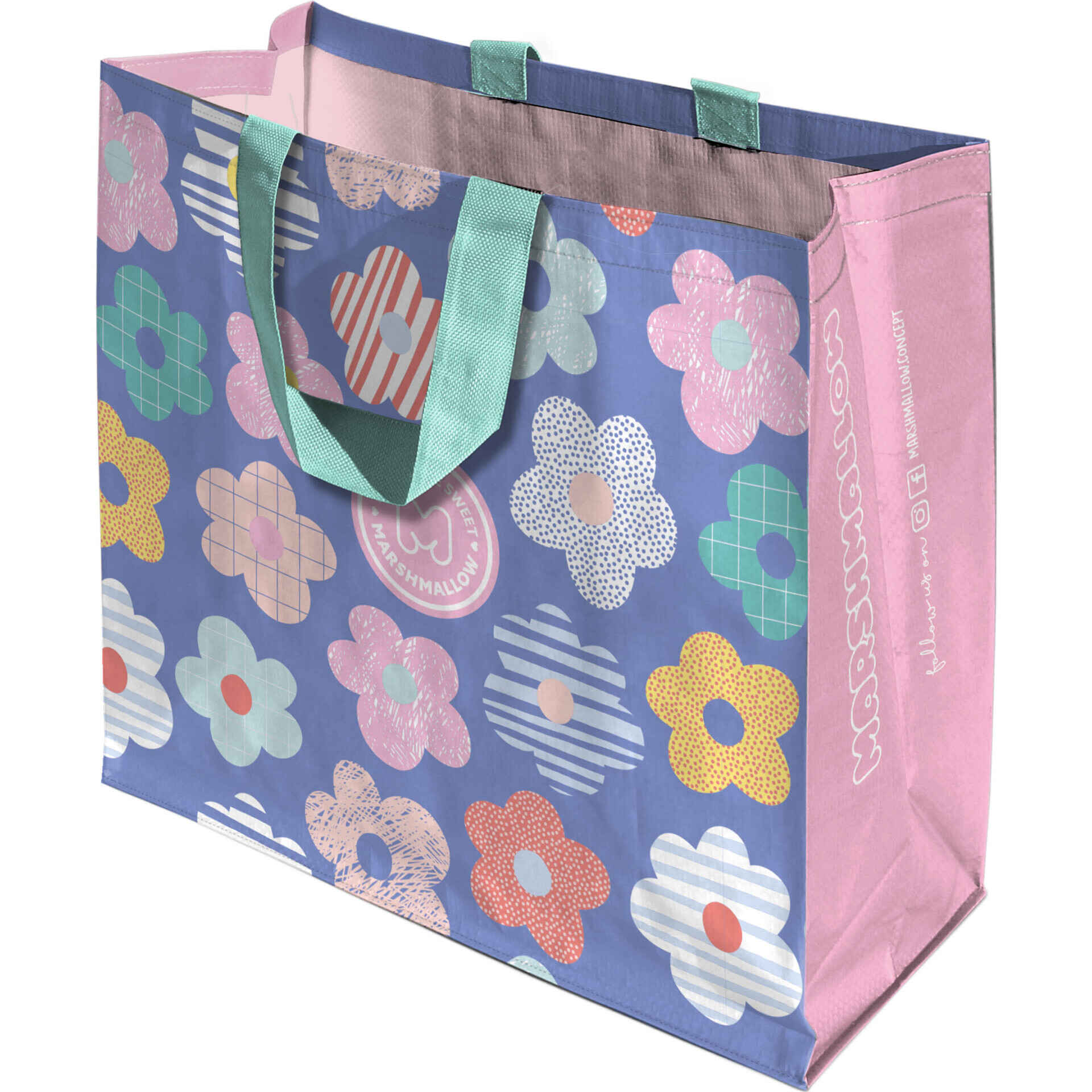Saco Compras Flores 39L Marshmallow - 1 un | Continente Online