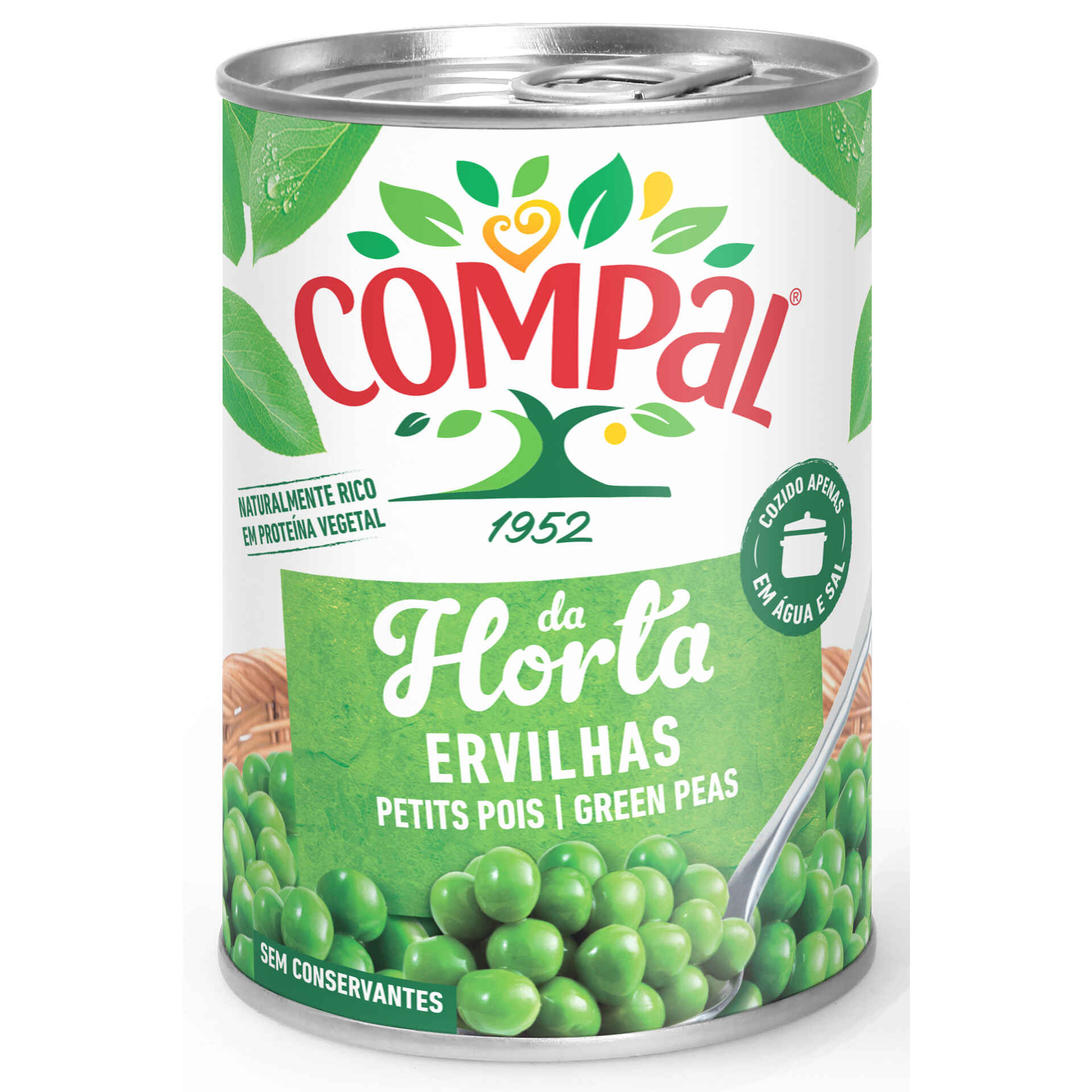 Ervilhas Cozidas sem Glúten emb. 410 gr (peso escorrido 234 gr) - Compal da Horta | Continente