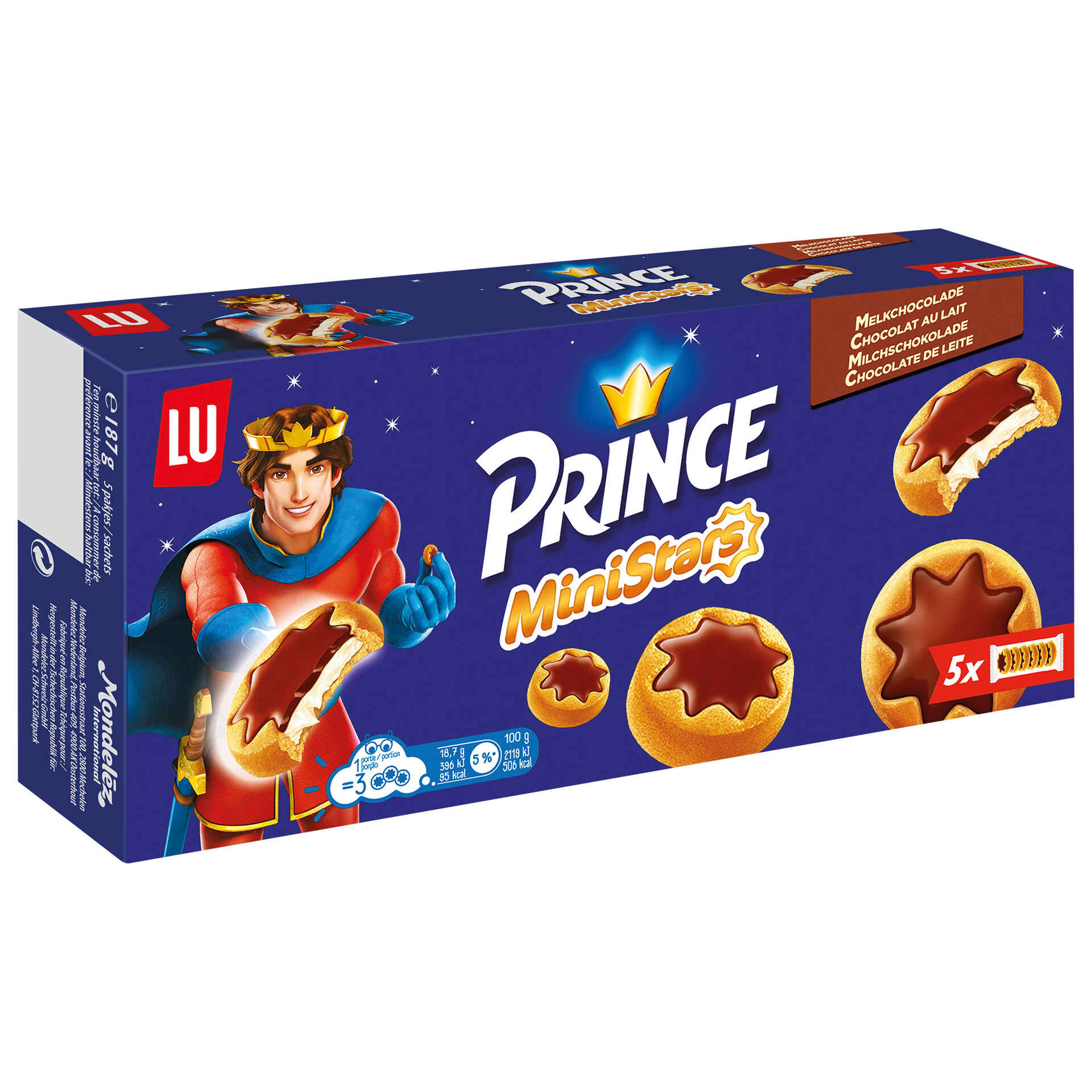 Bolachas Mini Estrelas Chocolate de Leite Prince - emb. 187 gr (5 un ...