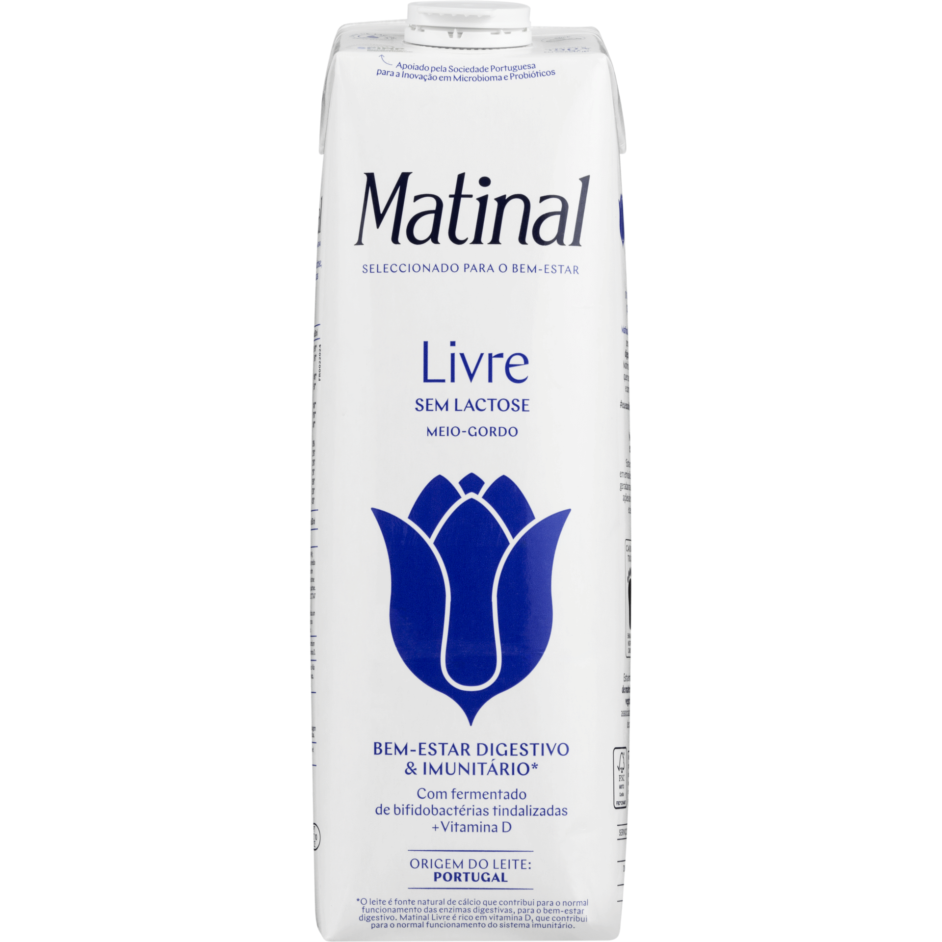 Bebida de Leite UHT Livre Meio Gordo Sem Lactose Matinal - emb. 1 lt ...