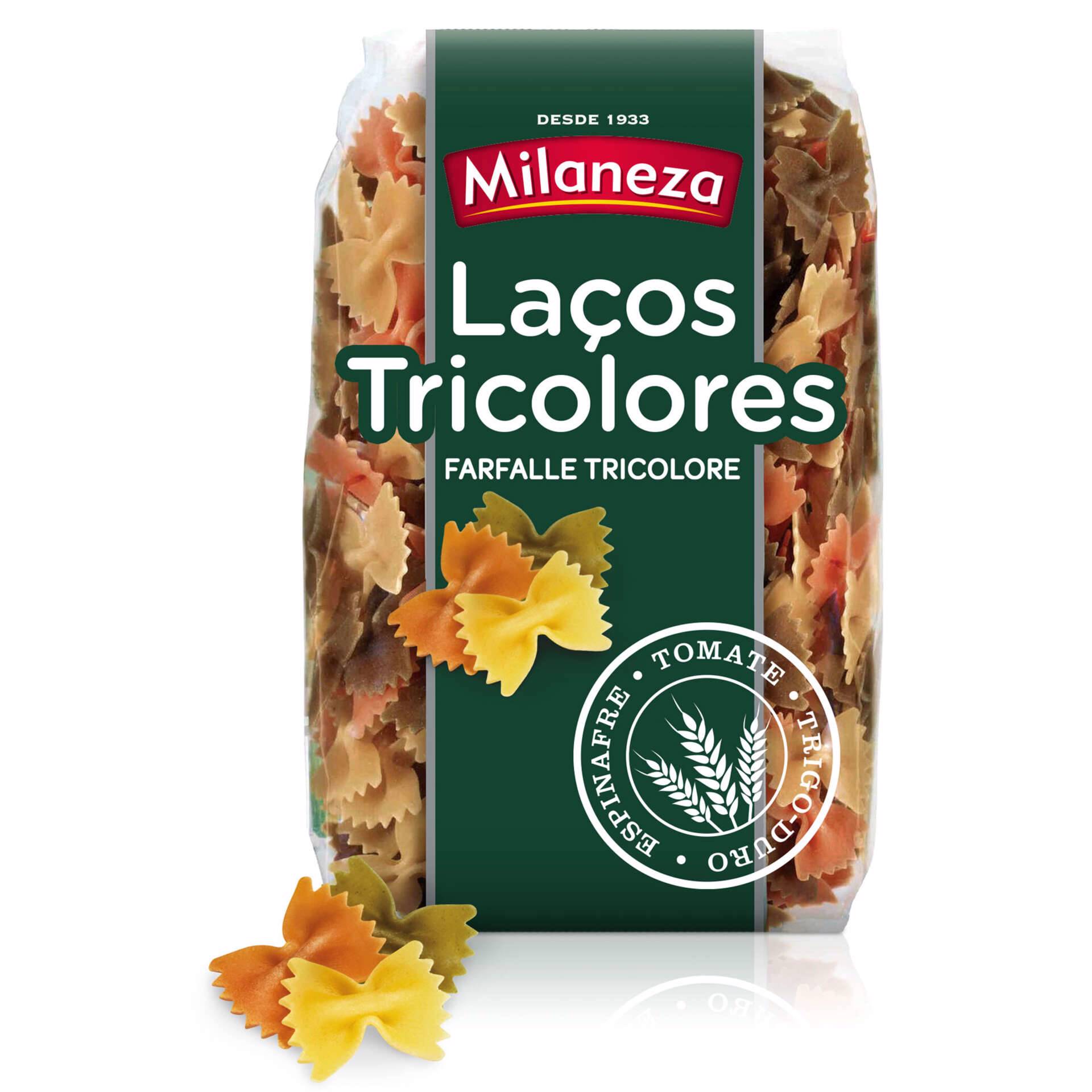 Massa Laços Farfalle Tricolor emb. 500 gr - Milaneza | Continente