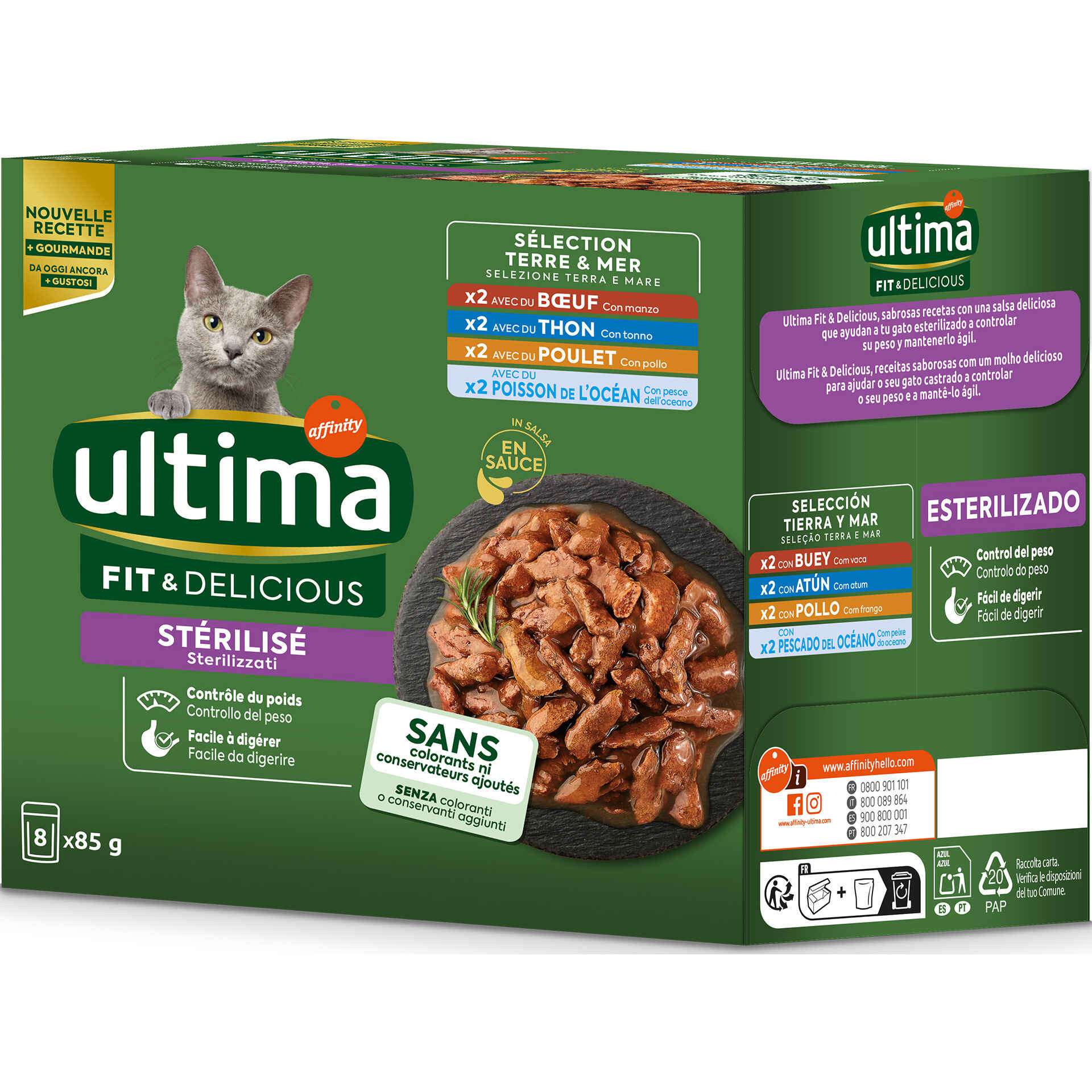 Comida Húmida para Gato Esterilizado Frango e Peru Affinity Ultima ...