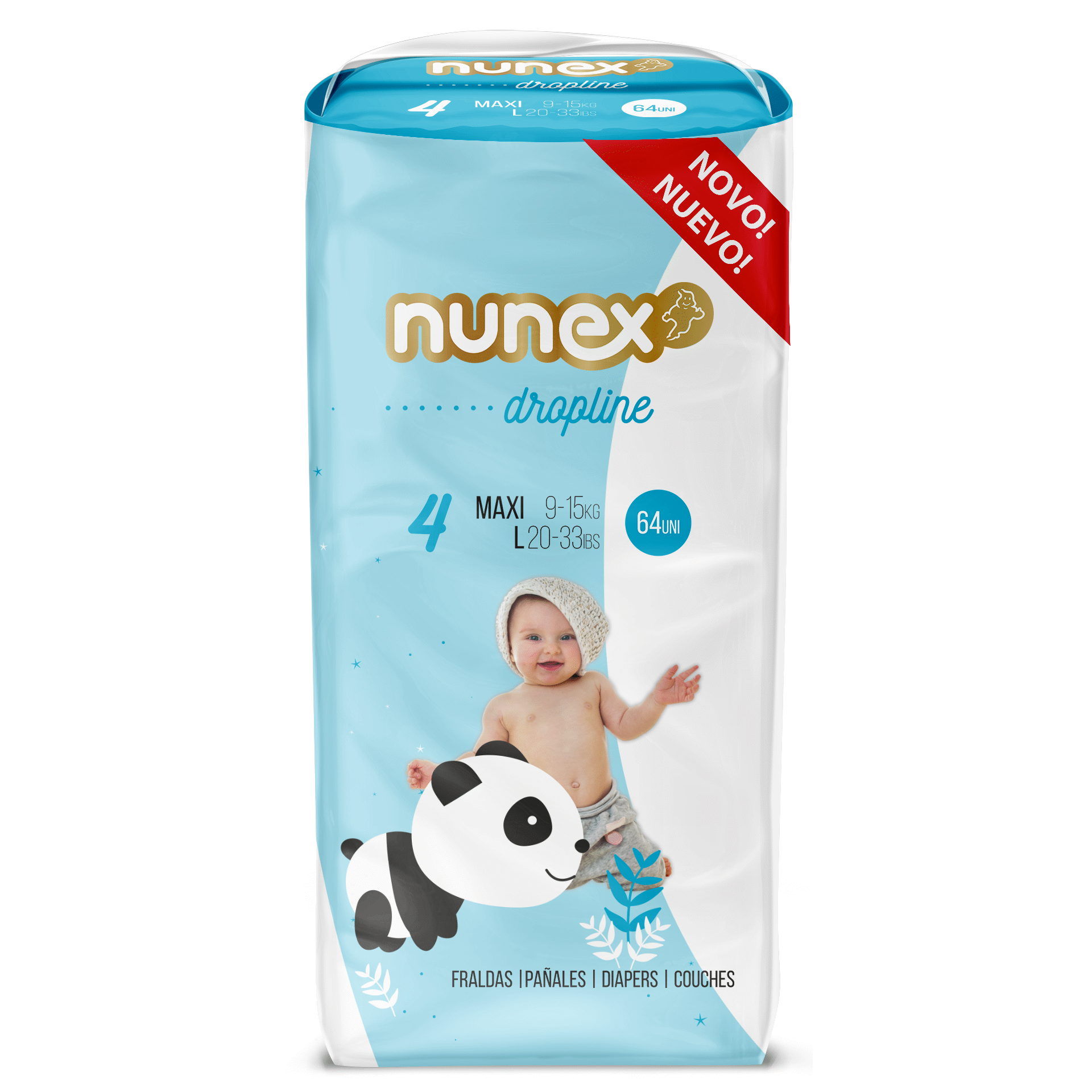 Fraldas Dropline 9-15kg T4 Nunex - emb. 64 un | Continente Online