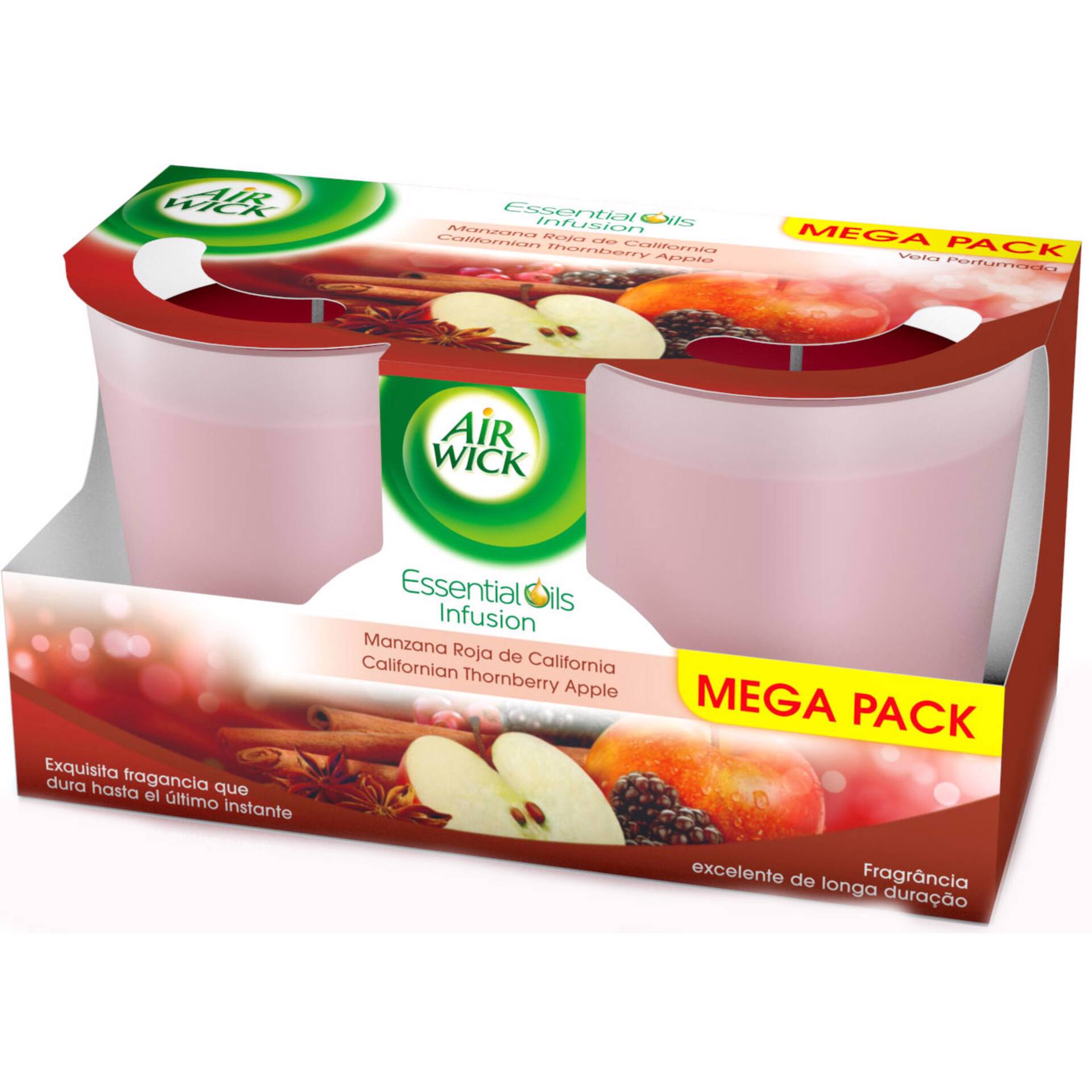 Ambientador Vela Óleos Essenciais Maçã Air Wick - emb. 2 un ...