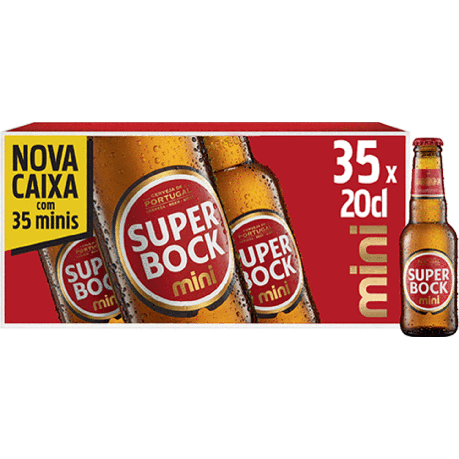 Cerveja com Álcool Mini Super Bock - emb. 35 x 20 cl | Continente Online