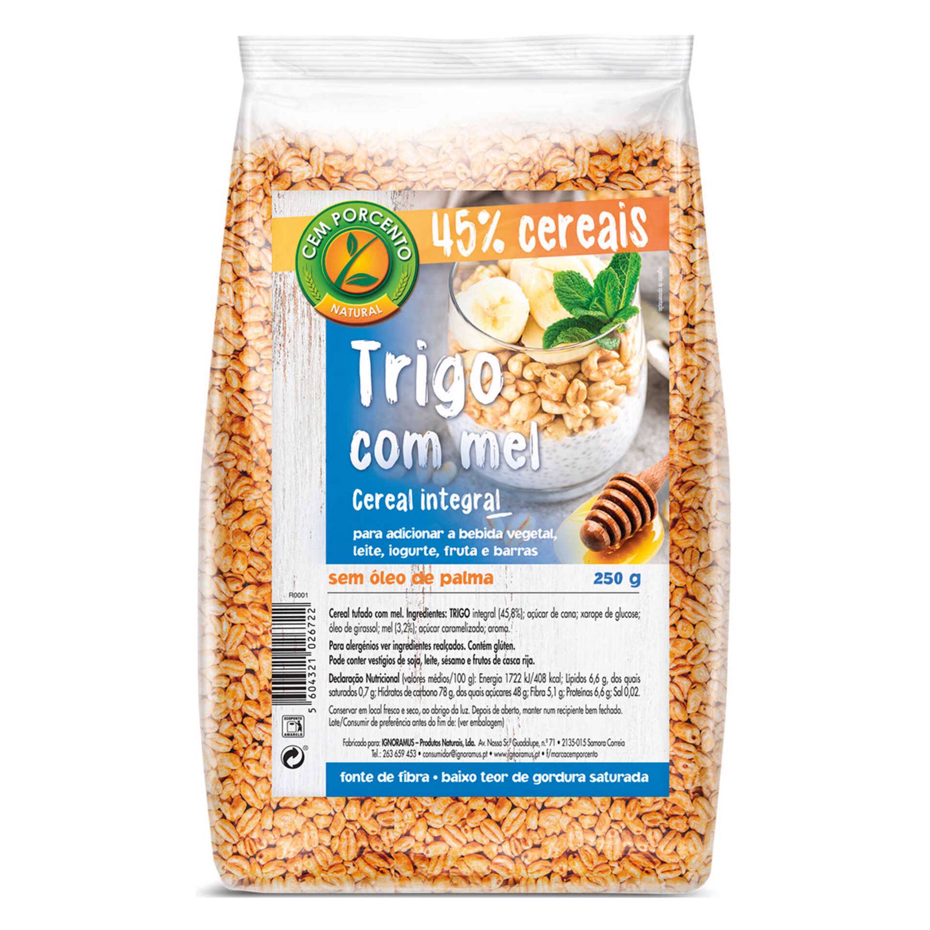 Cereais Trigo Integral com Mel Cem Porcento | Continente Online