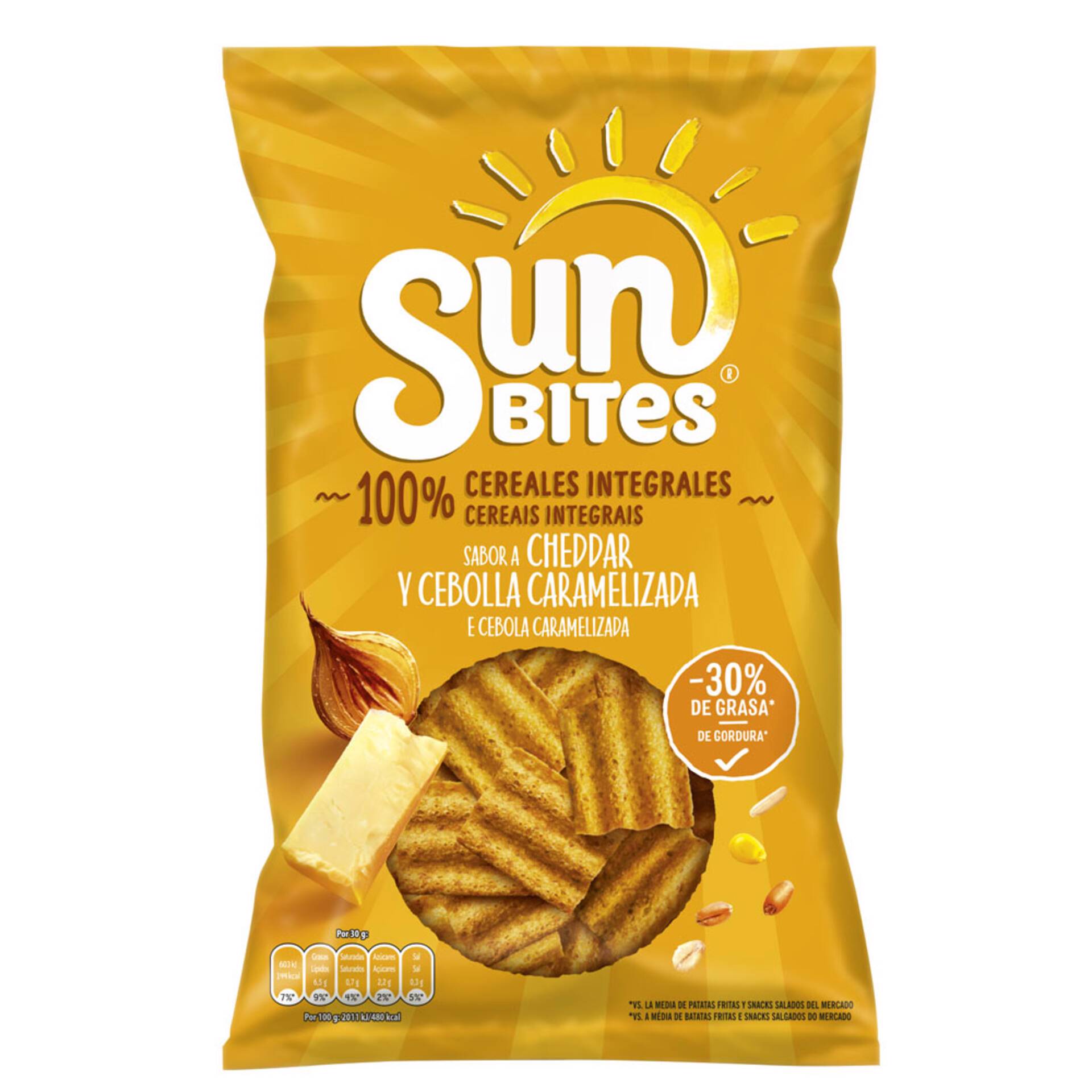 Snacks Equilíbrio de Cereais Queijo e Cebola Sunbites | Continente Online