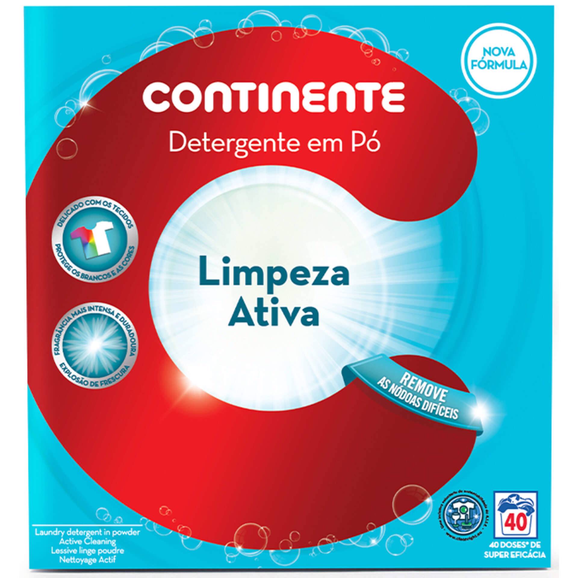 Detergente Máquina Roupa Pó Limpeza Ativa Continente - 40 doses ...