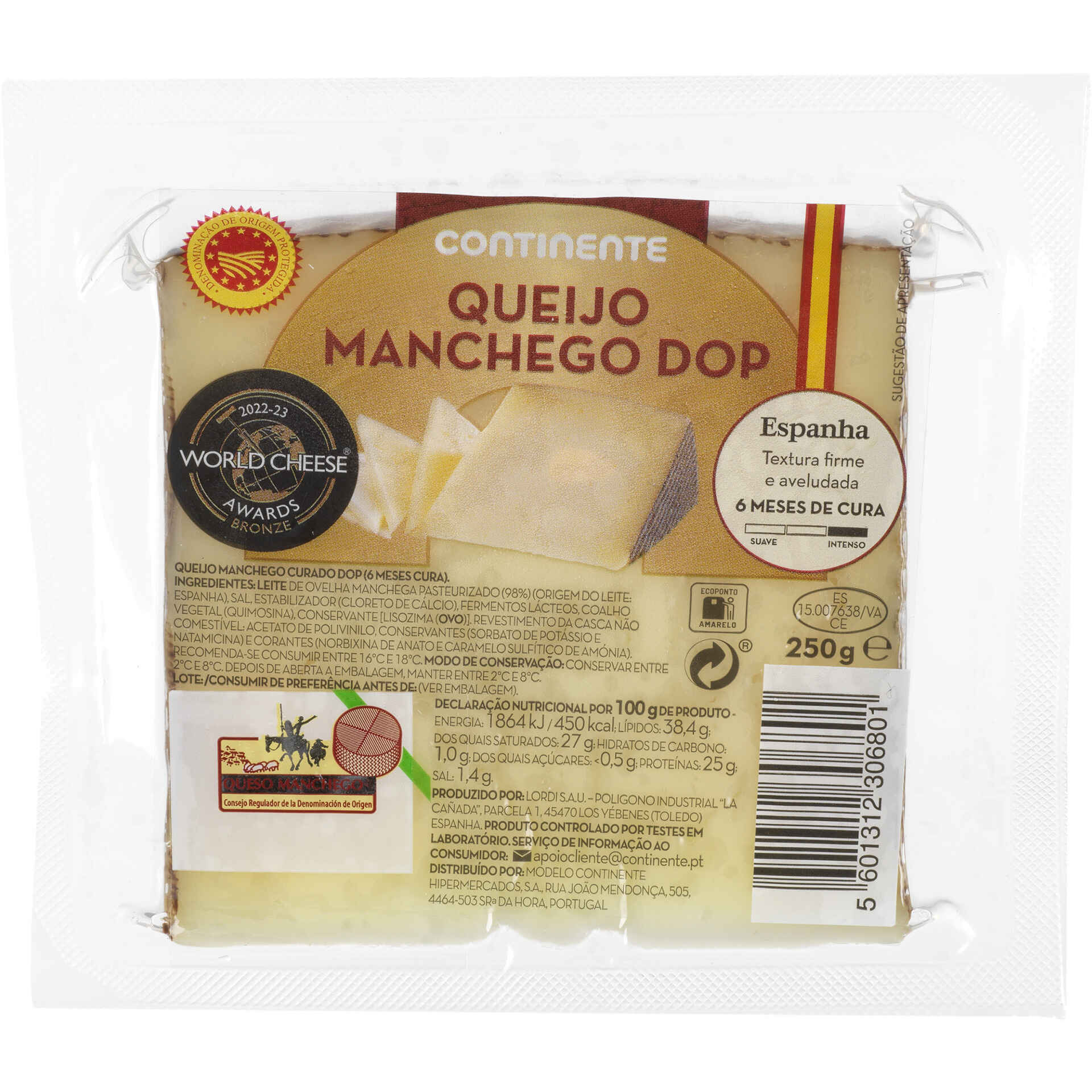 Queijo Manchego DOP 6 Meses de Cura Continente - emb. 250 gr ...