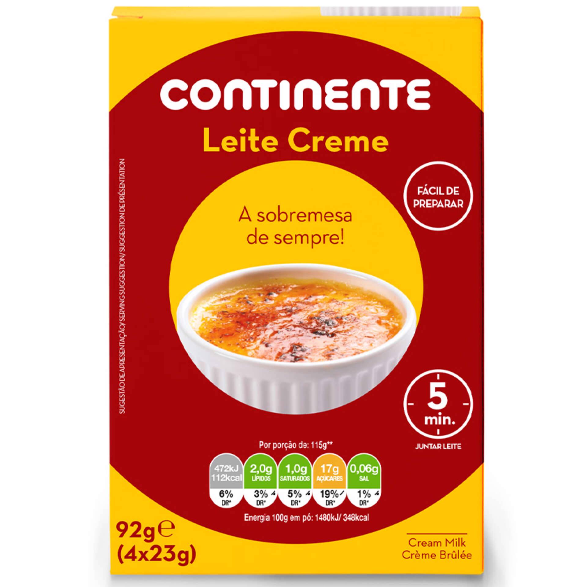 Leite de Creme Continente - emb. 4 x 23 gr | Continente Online