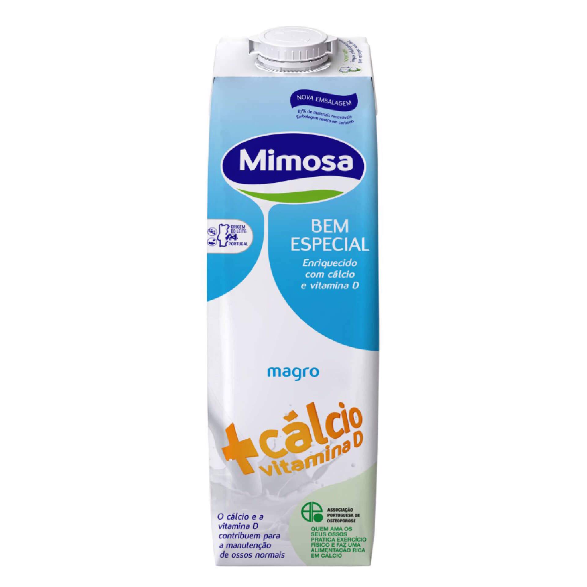 Leite UHT Magro Cálcio emb. 1 lt - Mimosa | Continente