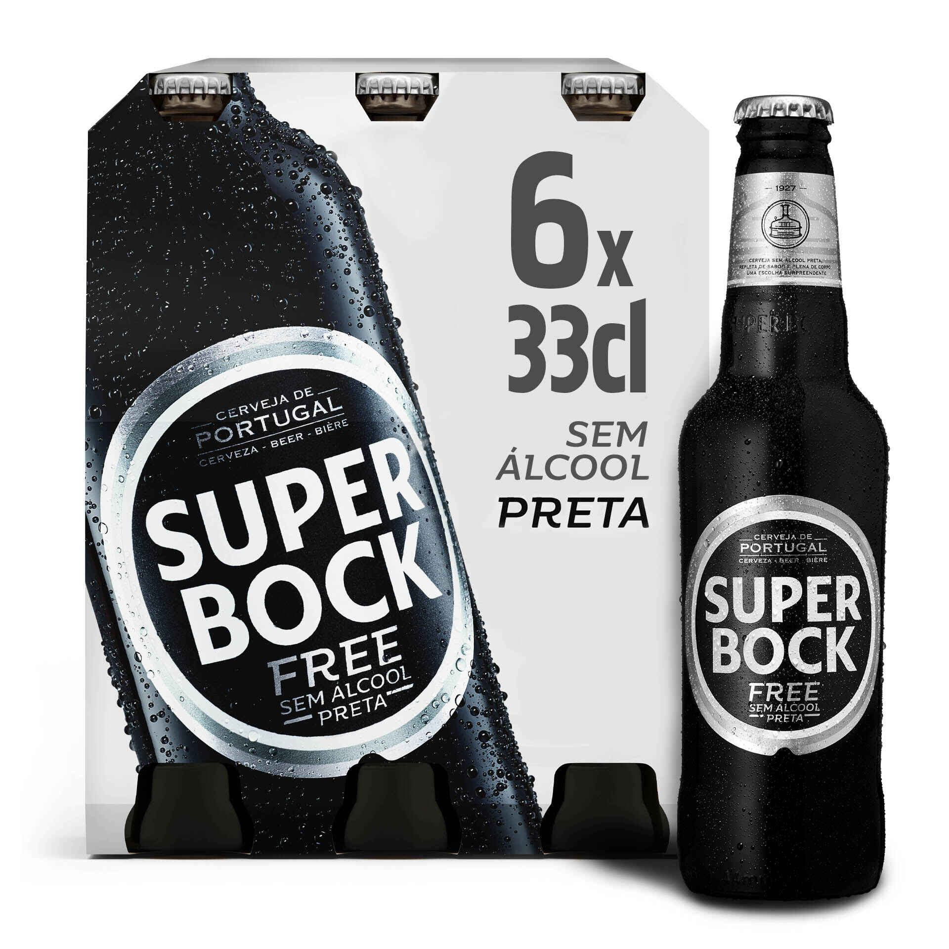 Cerveja sem Álcool Preta Super Bock - emb. 6 x 33 cl | Continente Online