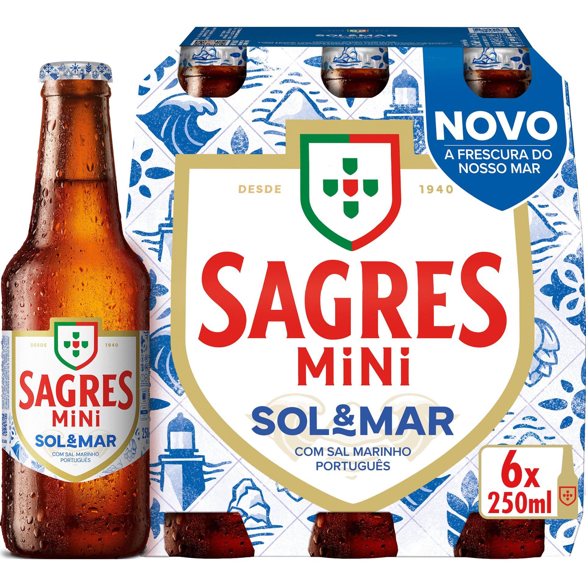 Cerveja com Álcool Mini Sol & Mar Sagres - emb. 6 x 25 cl | Continente Online