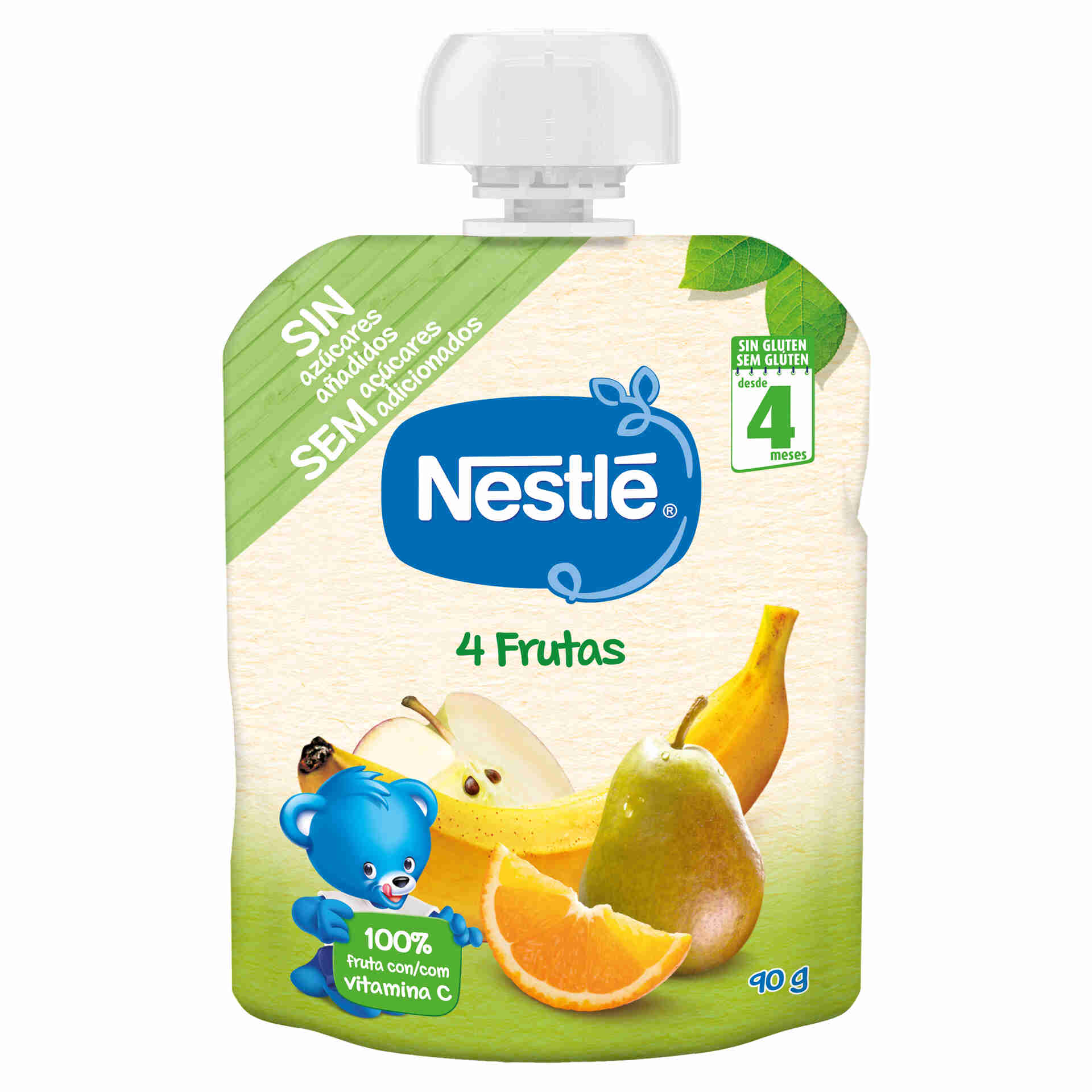 Saqueta de Fruta para Bebé 4 Frutas +4M Nestlé | Continente Online