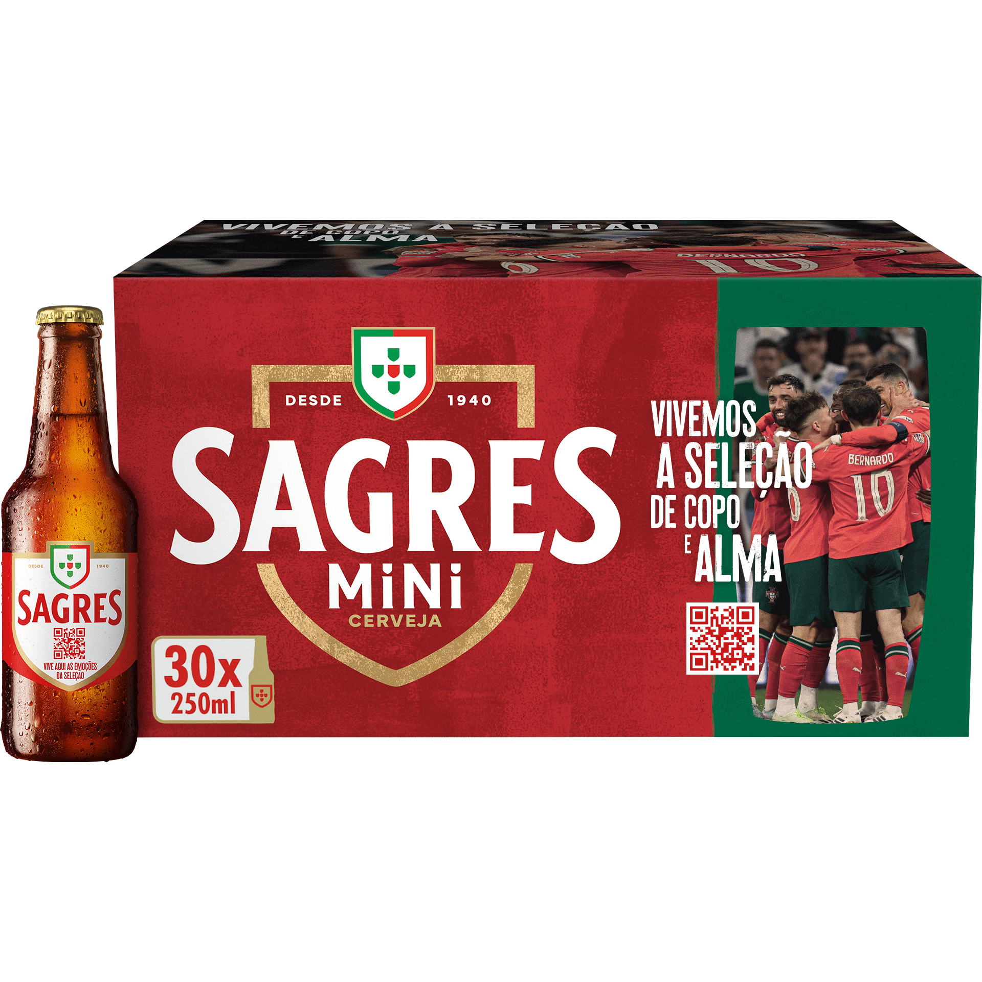 Cerveja com Álcool Mini Sagres - emb. 30 x 25 cl | Continente Online
