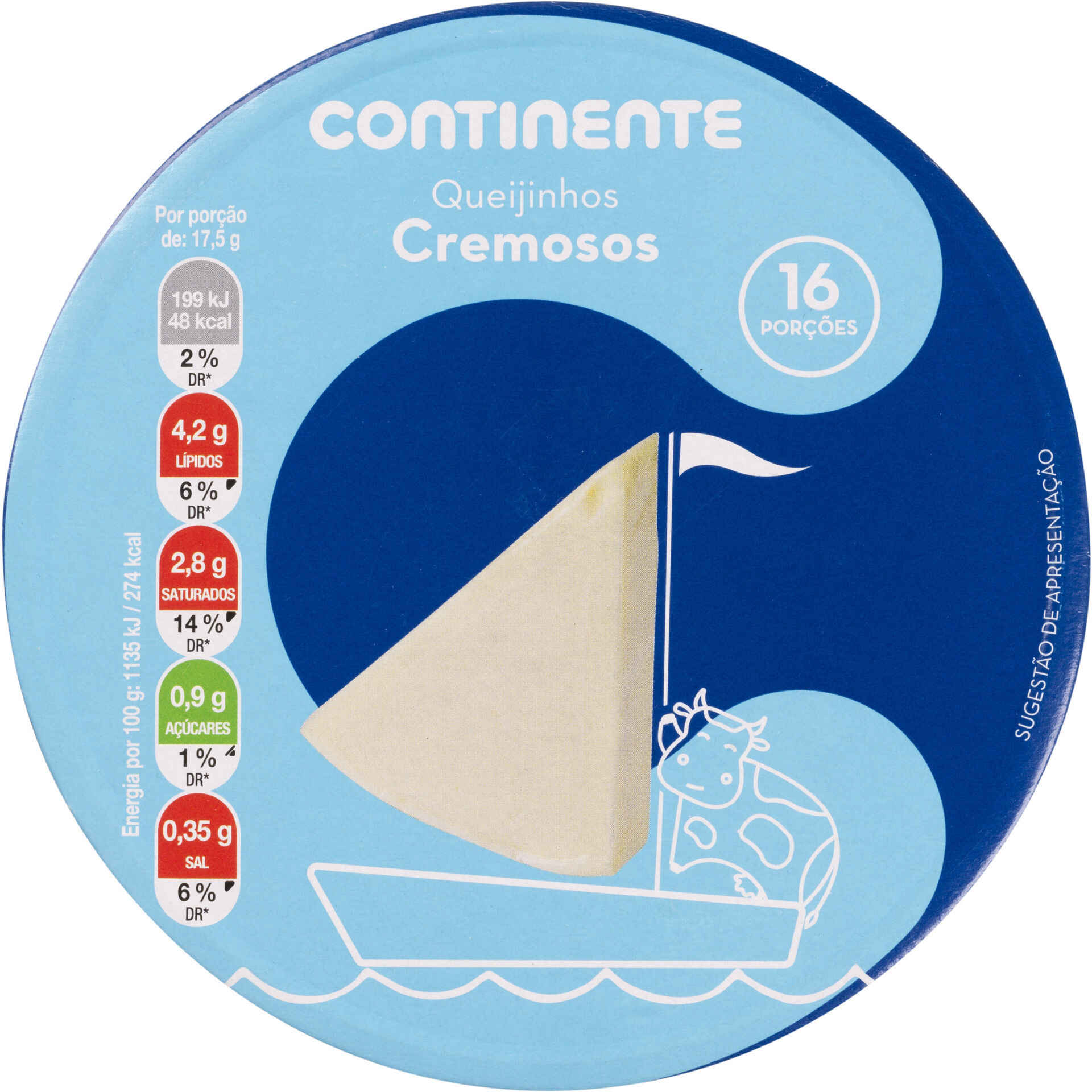 Queijinhos Cremosos Continente - 16 un x 17,5 gr (280 gr) | Continente ...
