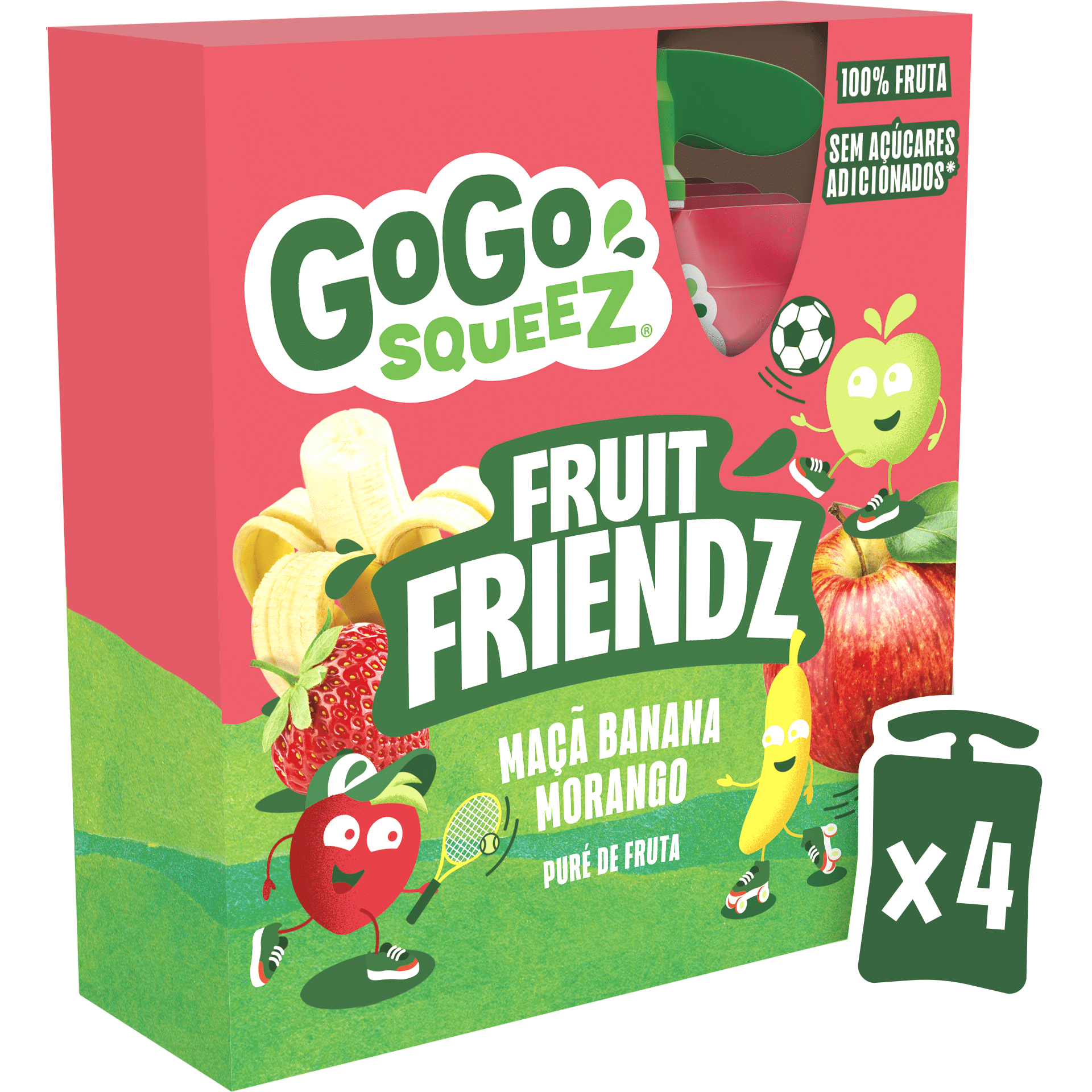 Pack Saquetas de Fruta Maçã, Morango e Banana GoGo squeeZ Fruit FriendZ ...